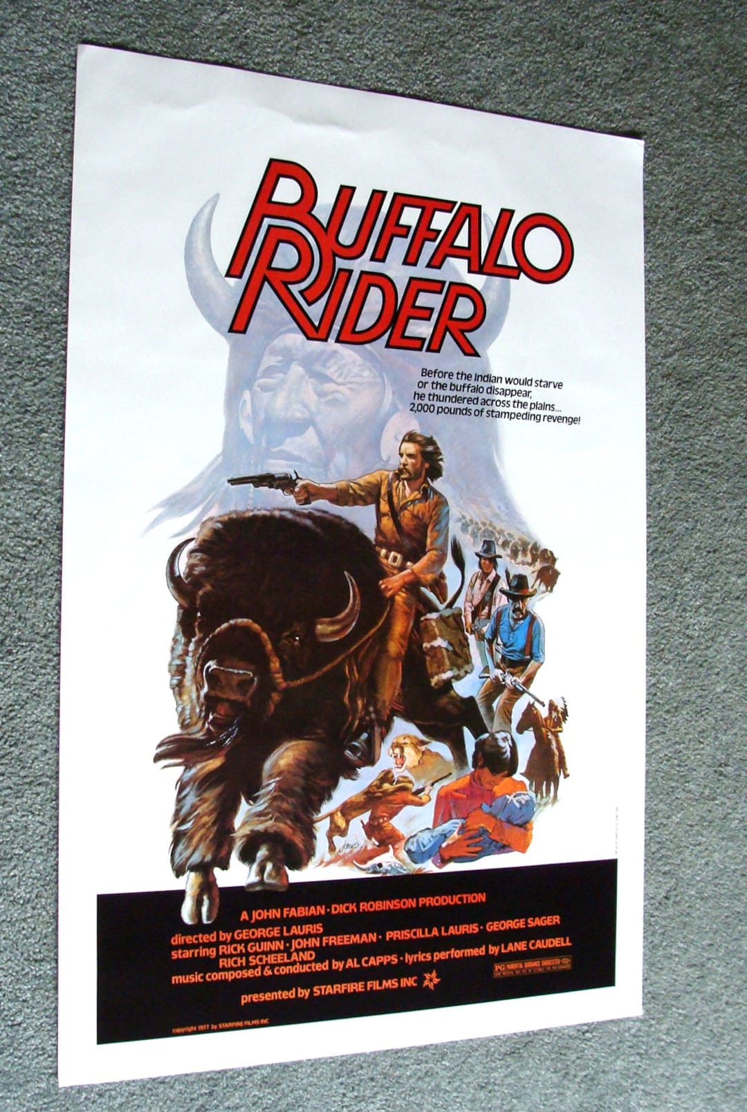 NOS 1977 Original Movie Poster, Buffalo Rider, Big Flop That Landed It ...