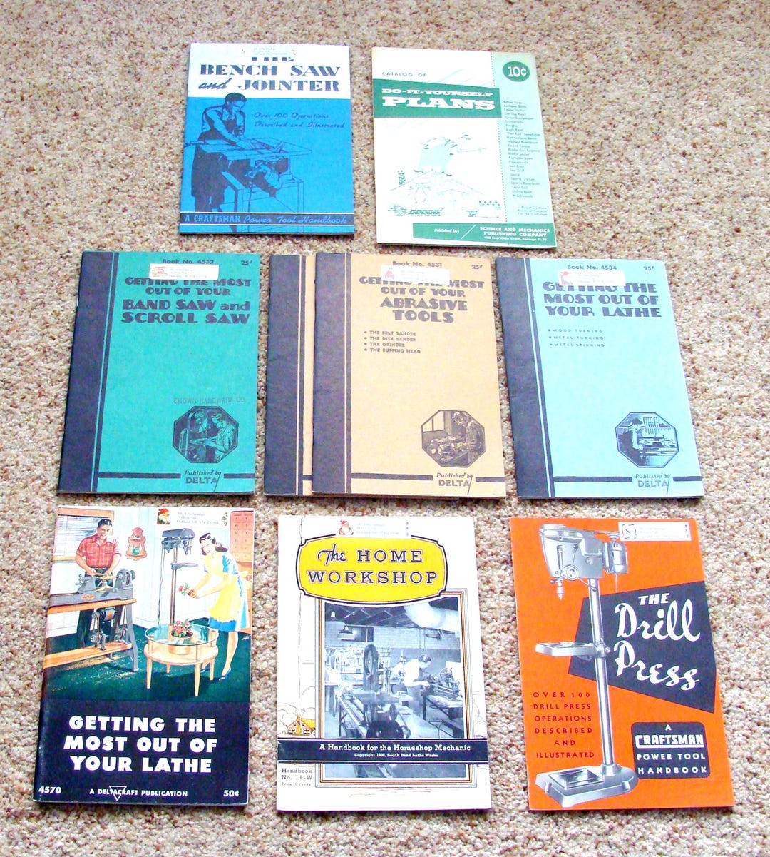 Lot of 9 Vintage How to Use Power Tool Guides, Craftsman, Delta, Ect ...