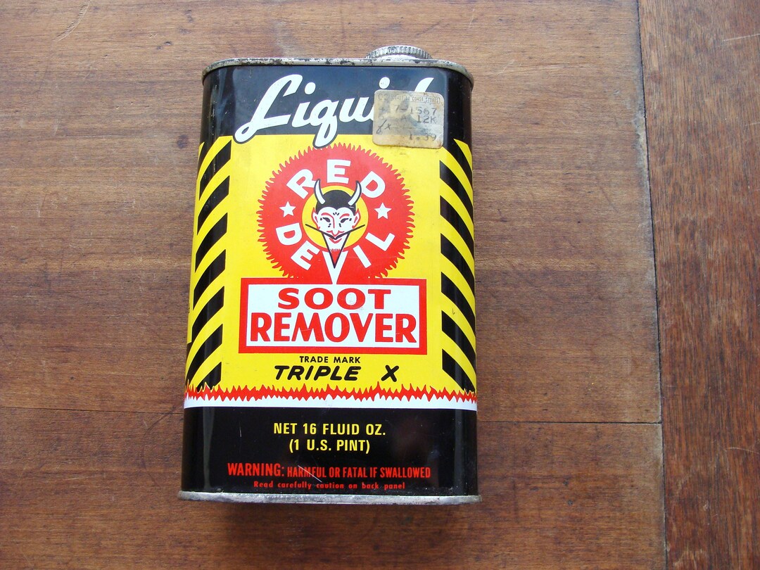 Old Tin of Red Devil Liquid Soot Remover Tin Can 16 Oz. Bright Colors ...