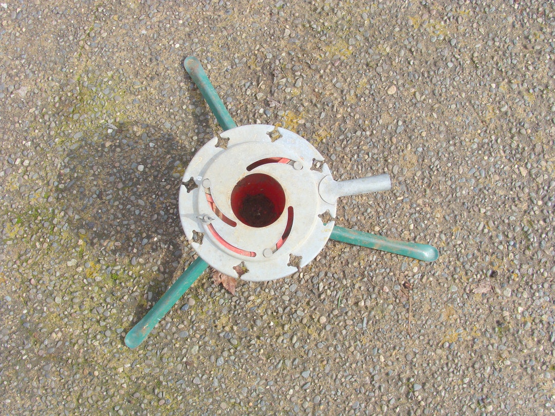 Unusual Vintage Christmas Tree Stand, Rotating Top Piece Clamps to Tree ...