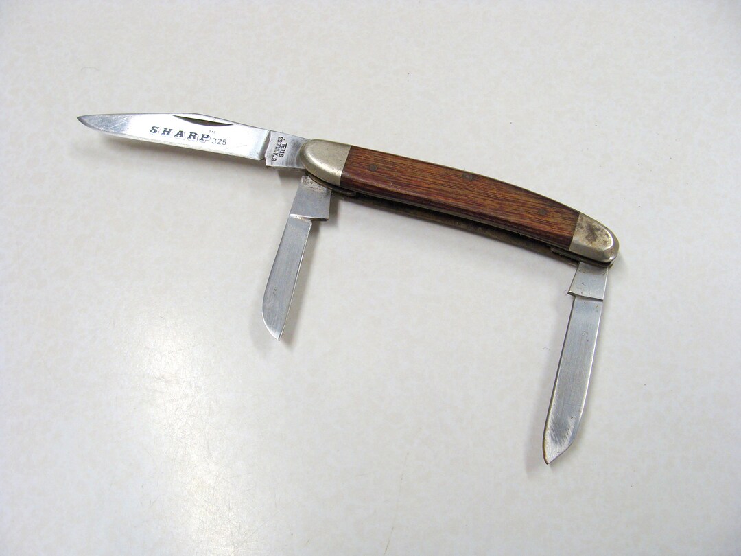 Vintage Sharp 235 Stainless Folding Pocket Knife, 3 Blade Serpentine ...