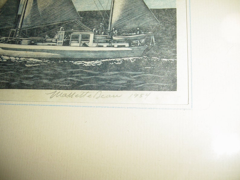 Original 1954 Harold Mallette Dean Signed Woodblock Print, Adios II ...