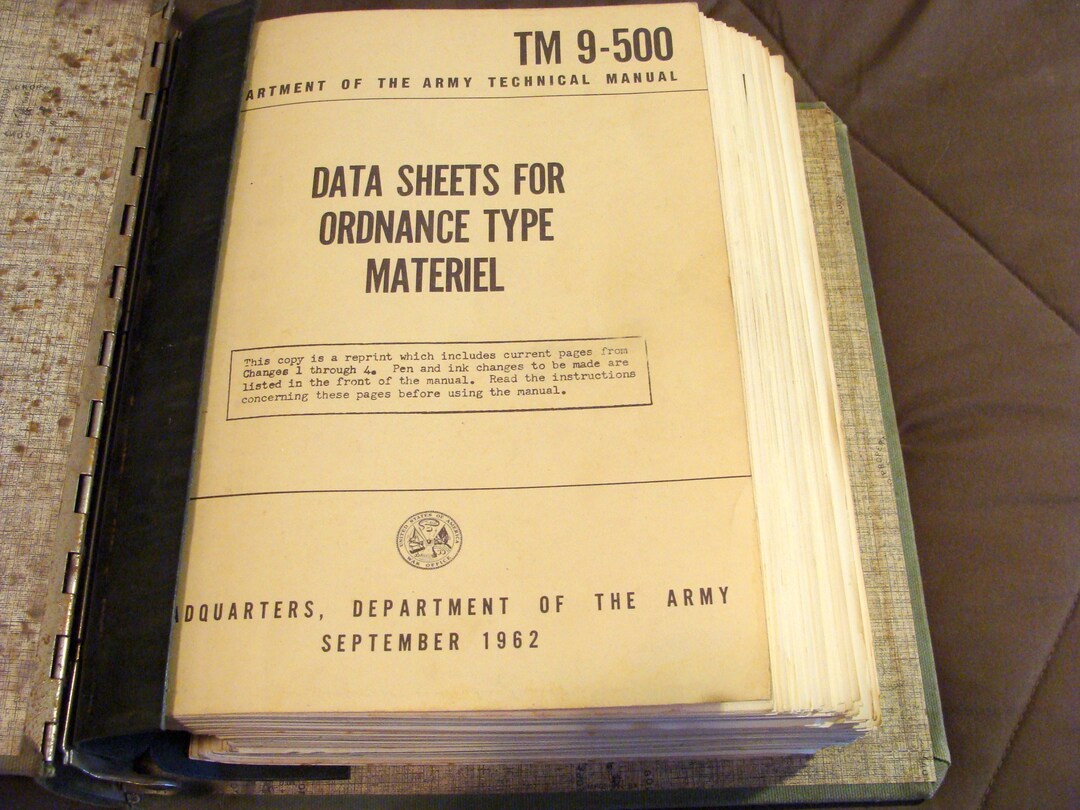 Very Large Original US Army 1962 Military Manual, Data Sheets for ...