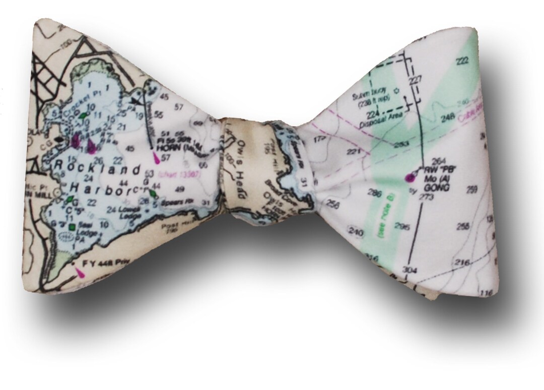 Nautical Chart Custom Location Bow Tie in Cotton or Silk OOAK Designed ...