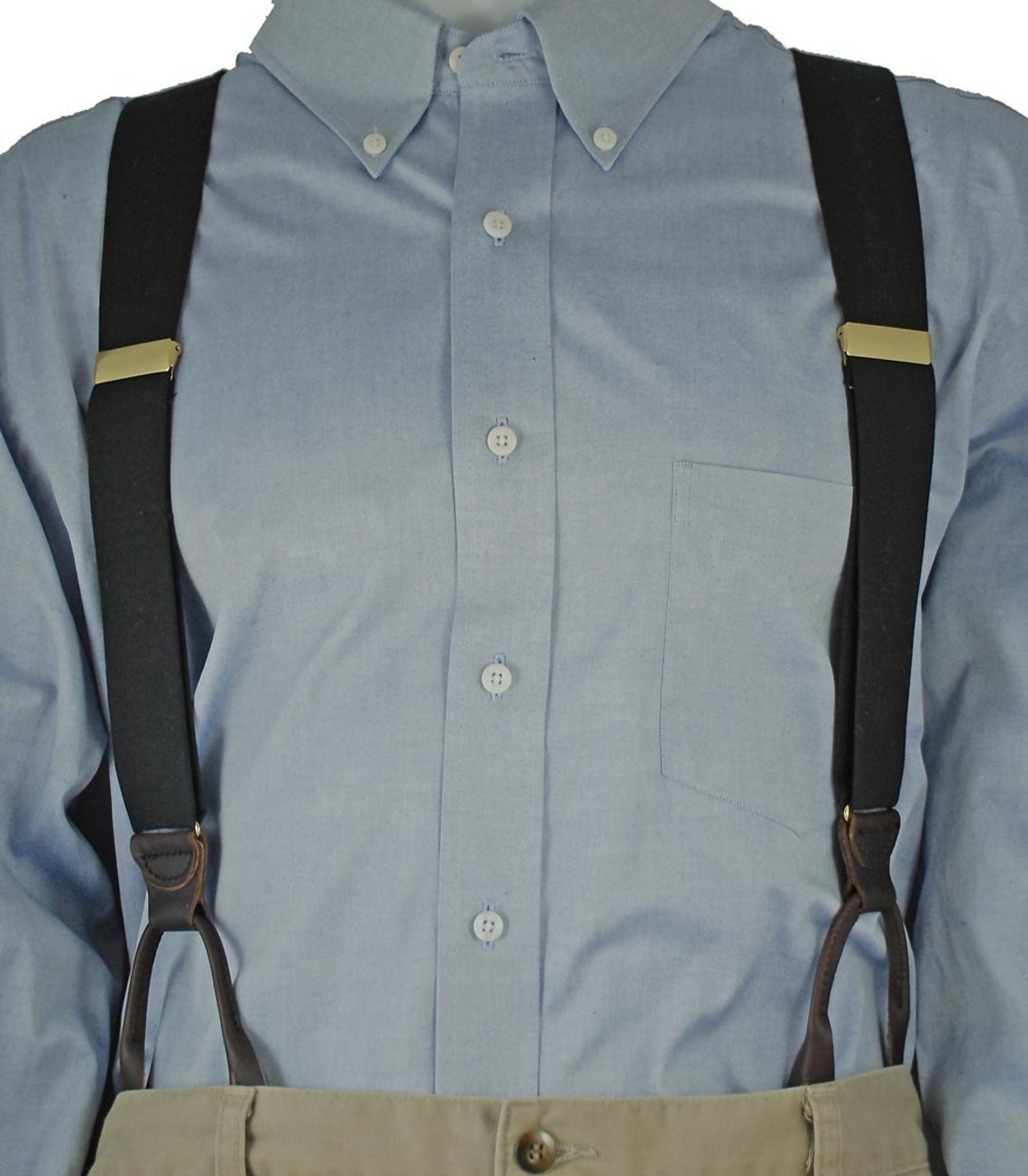 Men's SILK SUSPENDERS BRACES Churchill Classic Navy Polka Dot Galluses ...