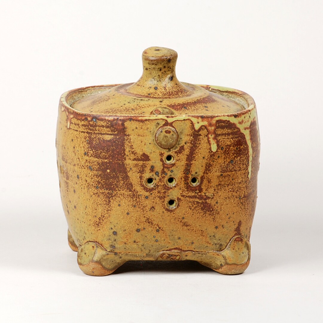 Stoneware Garlic Crock on Four Feet, With Holes to Ensure Air ...