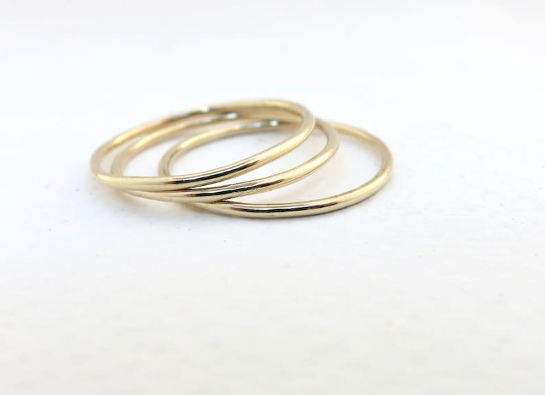 Gold Ring Set Solid Gold Stacking Rings Simple Gold Rings - Etsy