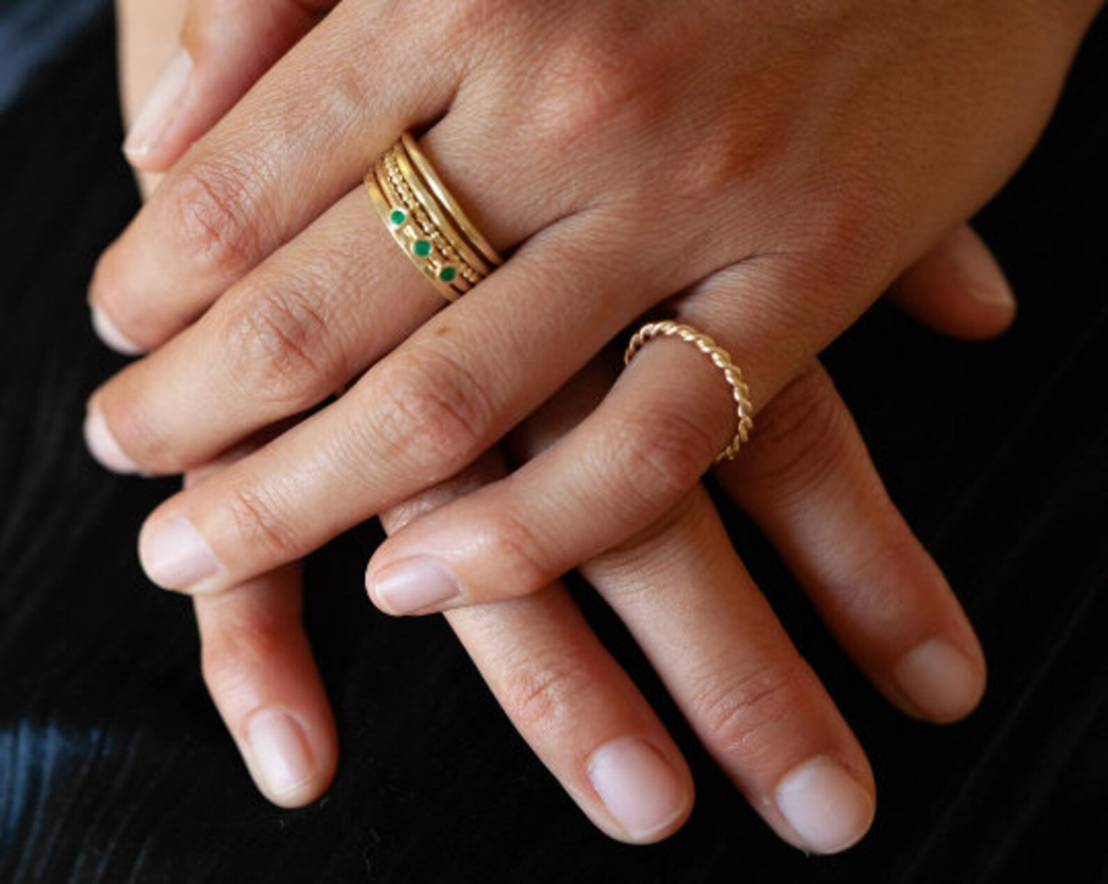 Gold Ring Set 14k Gold Stacking Rings Solid Gold Ring 14k | Etsy