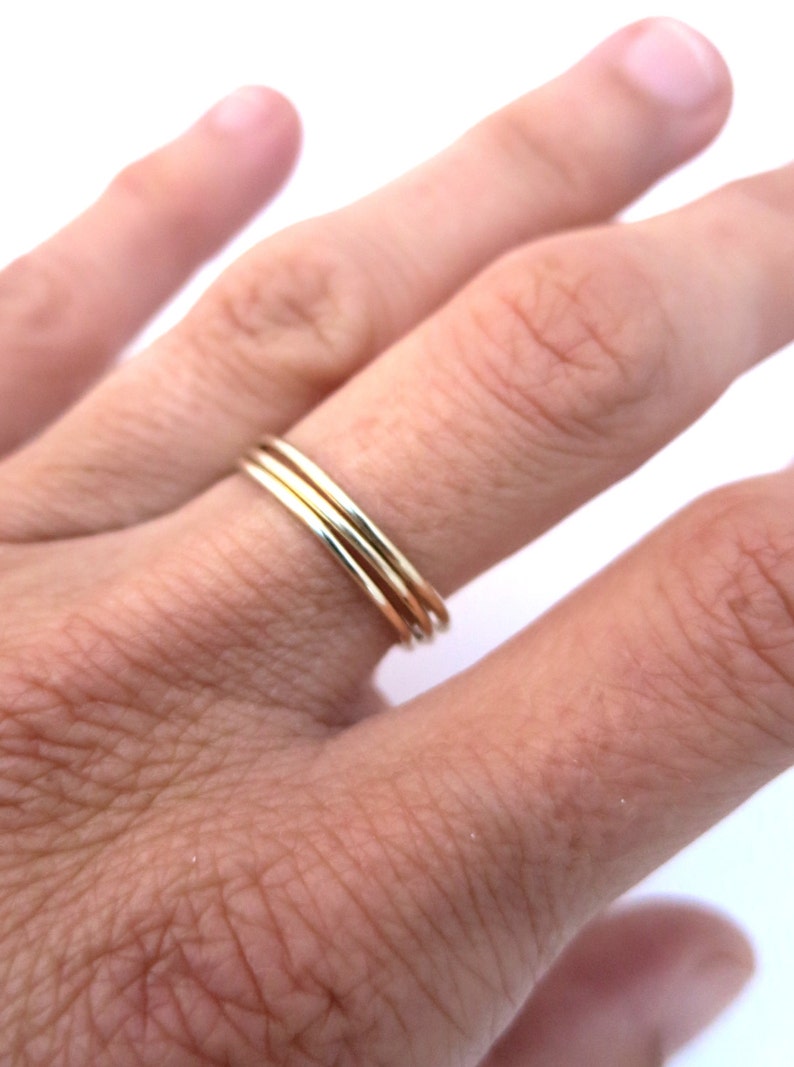 Thin 14k Gold Ring 1mm Solid Gold Ring Stacking Ring - Etsy