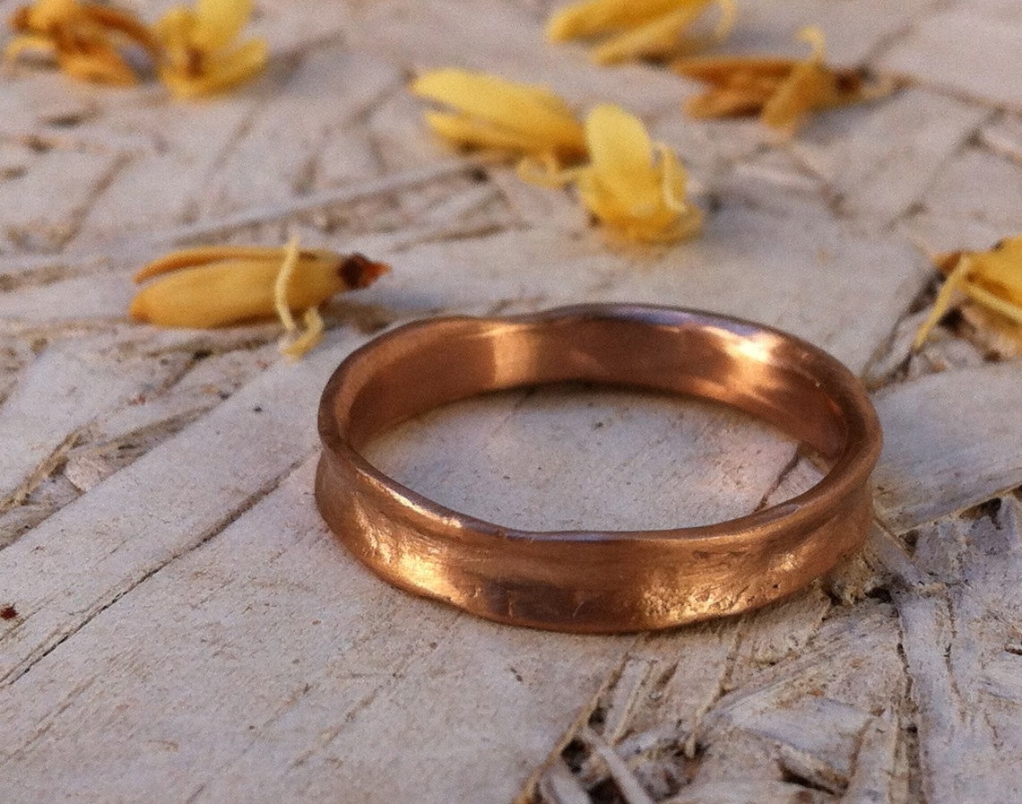 Rose Gold Wedding Band, Antique Style Wedding Band, Rustic Wedding Band ...