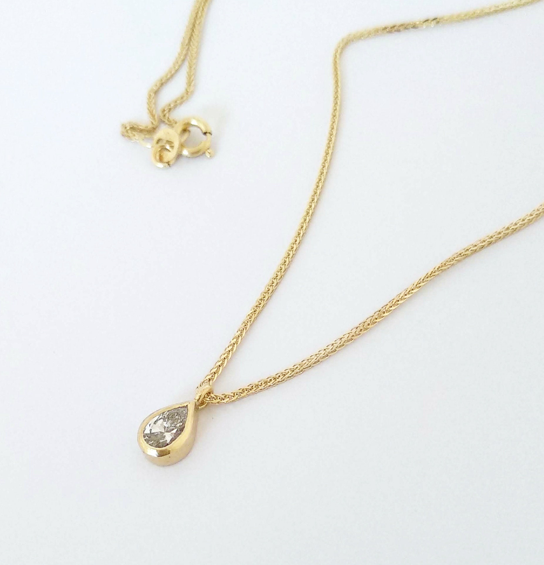 Collar de diamantes collar de oro sólido collar de oro de 14 | Etsy