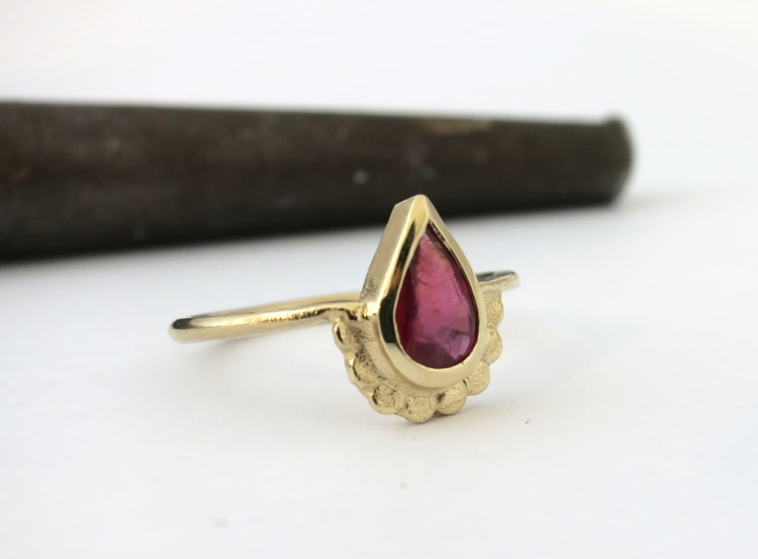 Pear shaped Engagement ring 14k gold ring set with a pear | Etsy