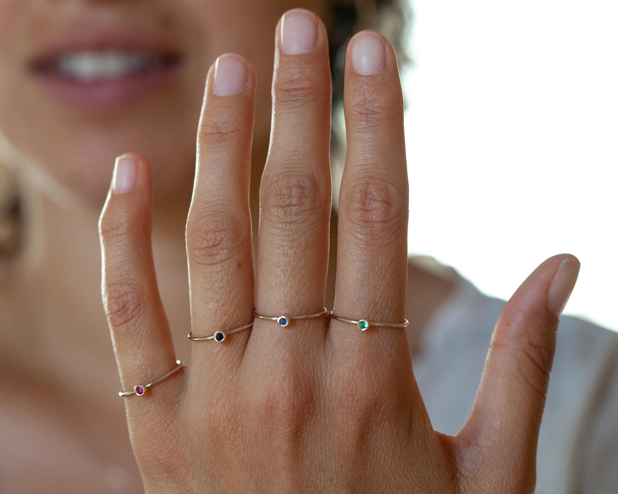 Gemstone ring set Solid gold rings 3 ring set Gold rings | Etsy