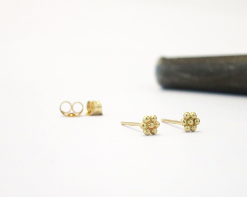 Tiny Flower Studs 14k Gold Flower Studs Small Stud Earrings | Etsy