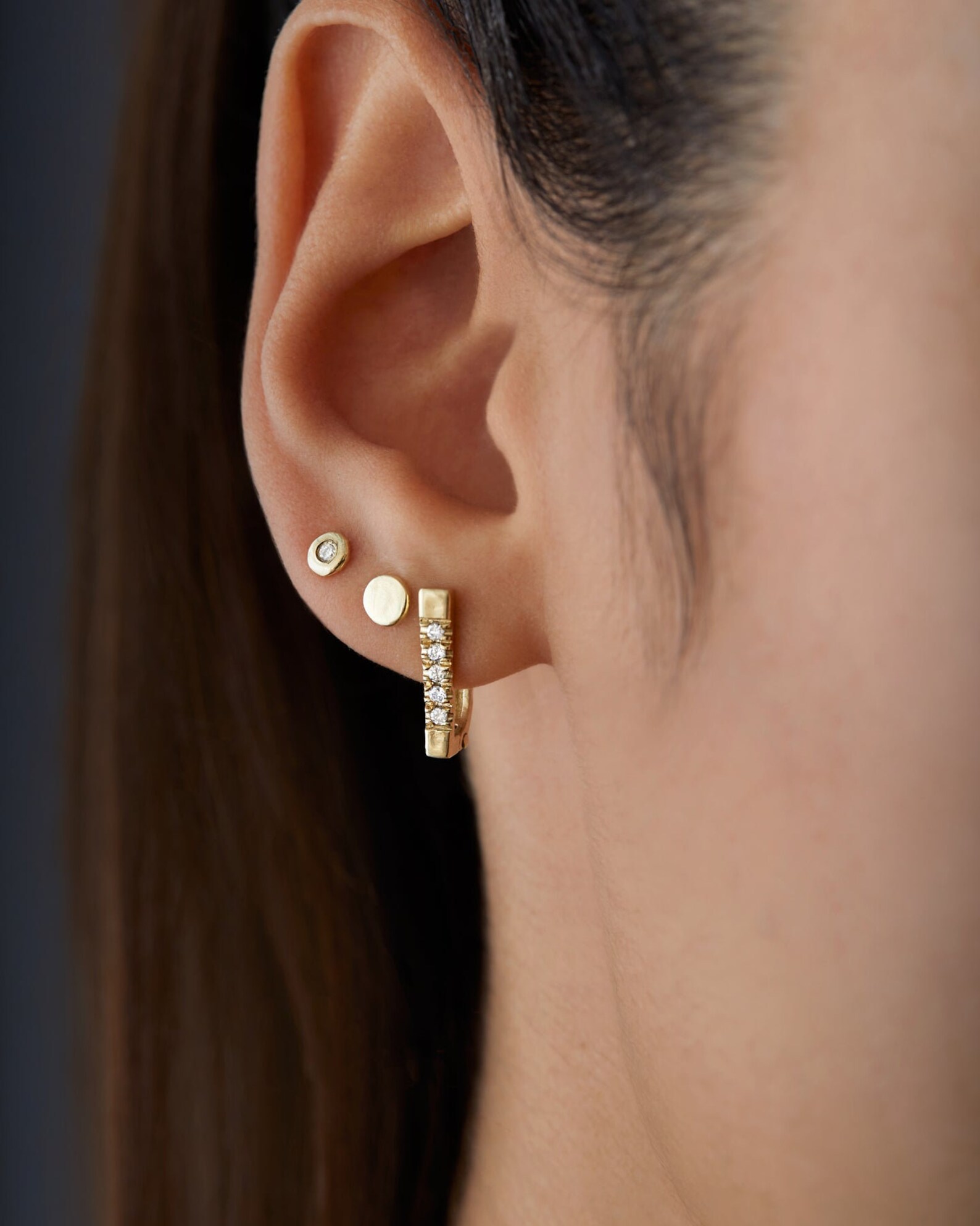 Gold Bar Diamond Studs, Drop Diamond Earrings, Modern Diamond Earrings ...