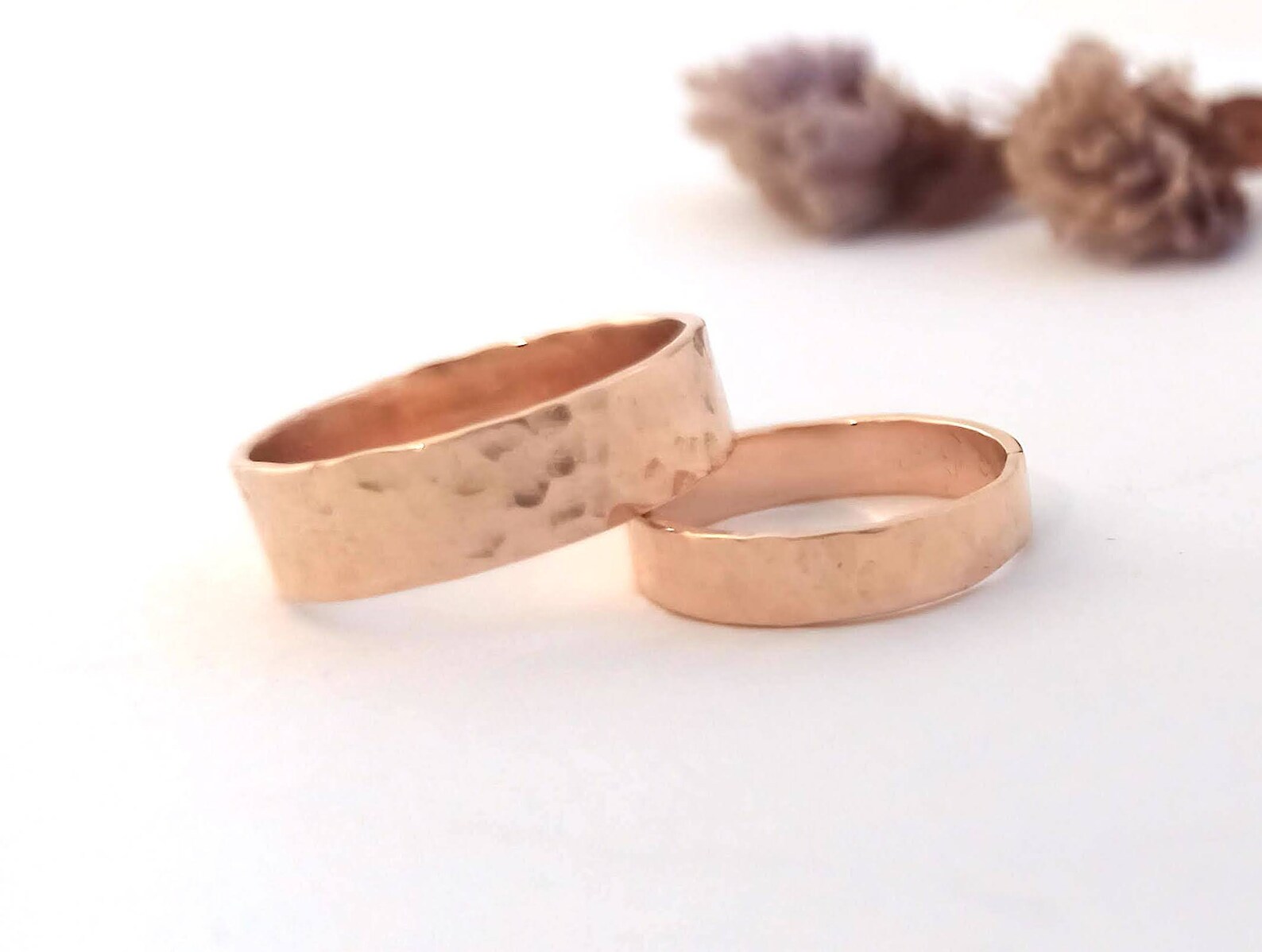 Wedding Band Set Rose Gold Wedding Bands Couples Wedding - Etsy