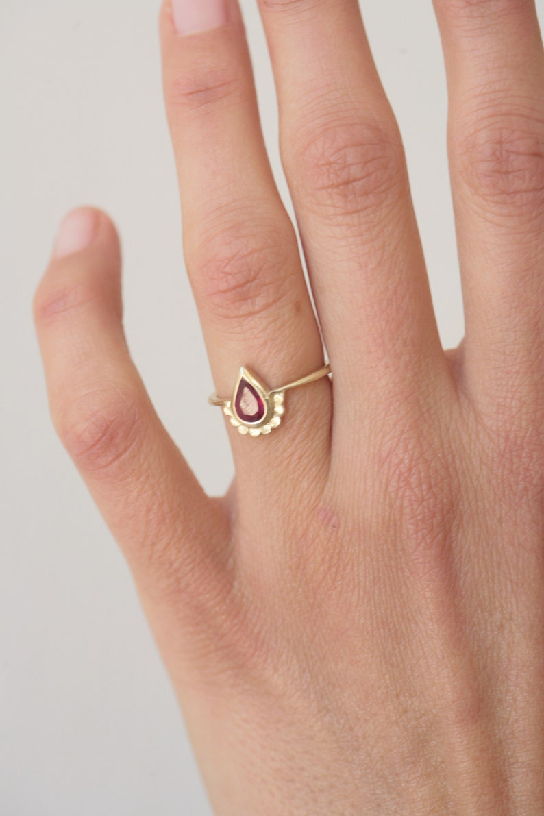 Gold Ring Women Modern Engagement Ring Ruby Engagement Ring - Etsy
