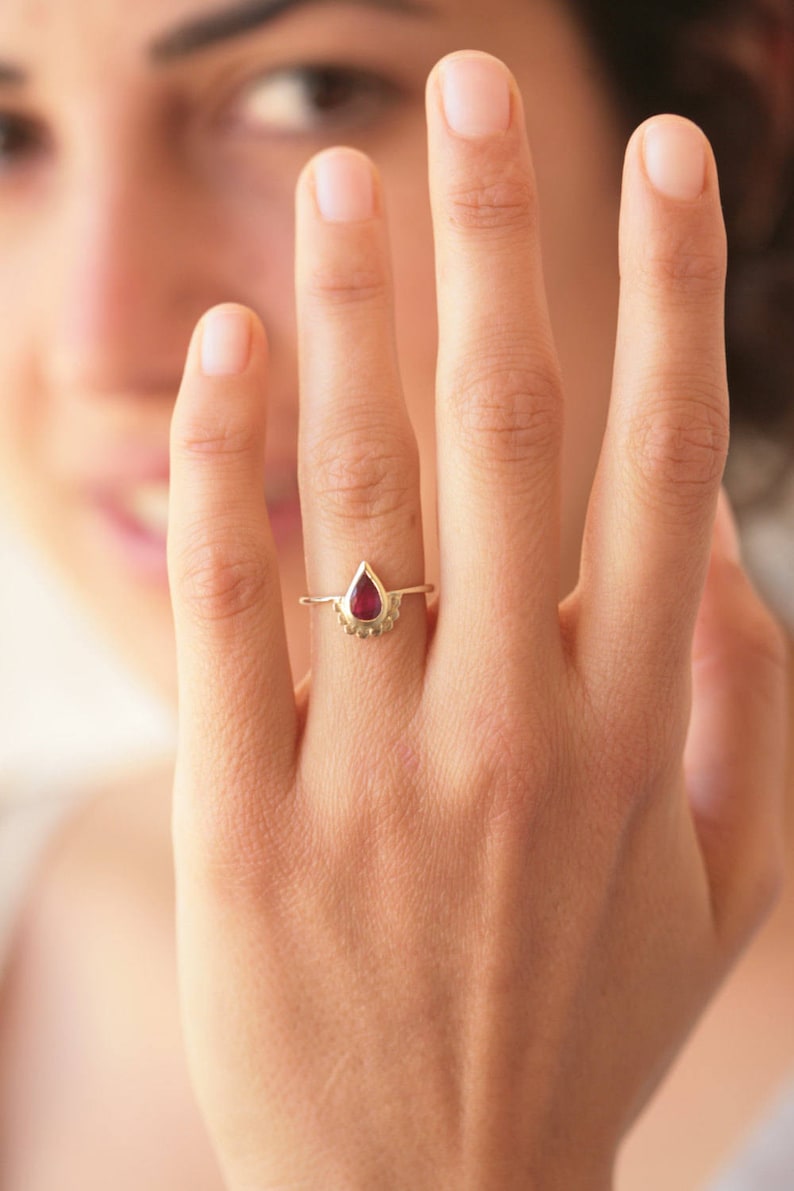Gold Ring Women Modern Engagement Ring Ruby Engagement Ring - Etsy