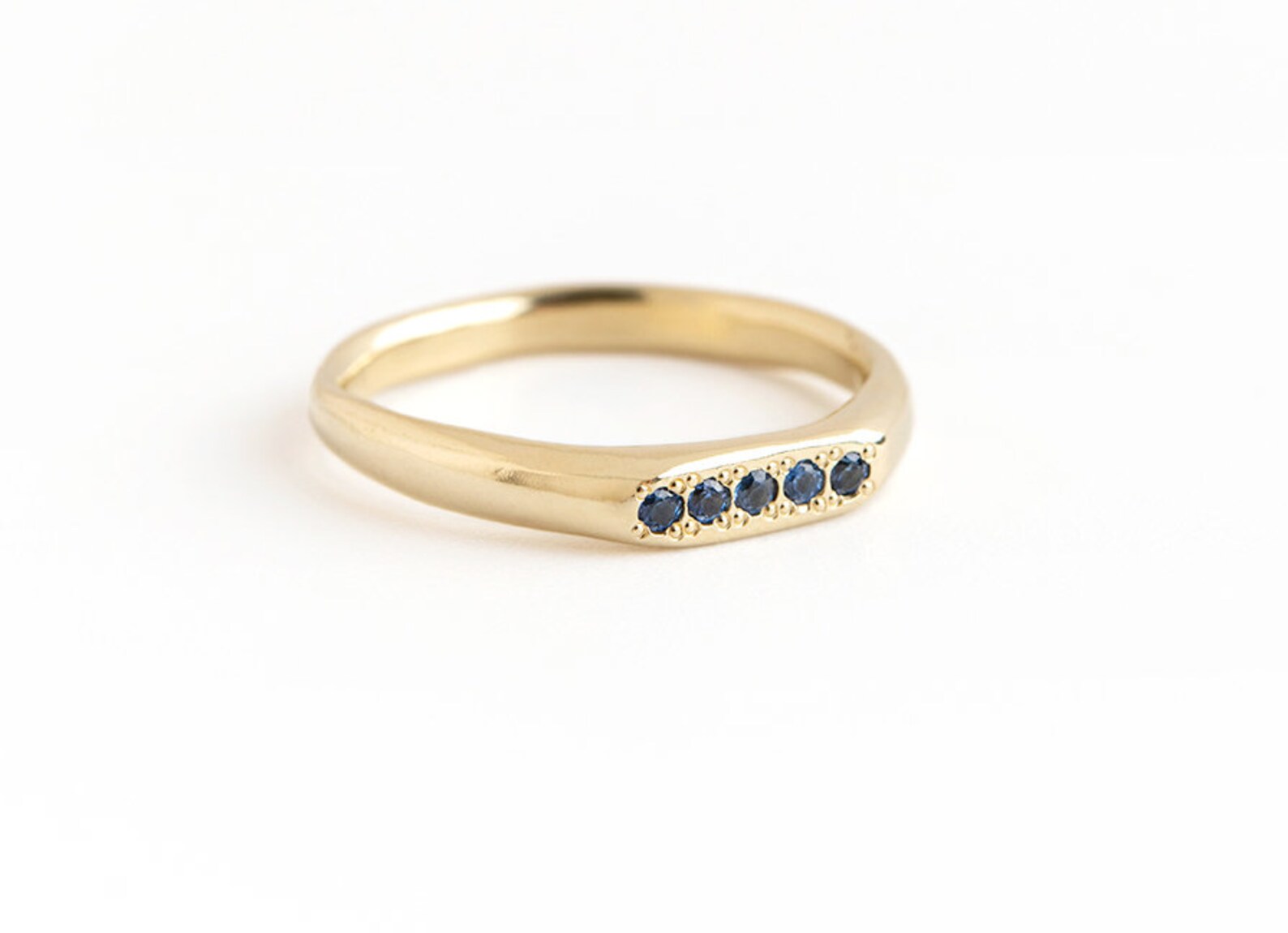 Real Gold Ring Set Sapphire Gold Rings Dainty Signet Rings - Etsy