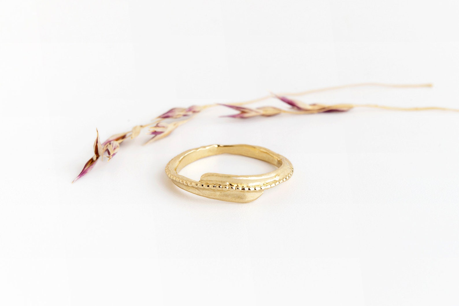 Ring for Women, Solid Gold Ring, Boho Wedding Band, Asymmetric Gold ...