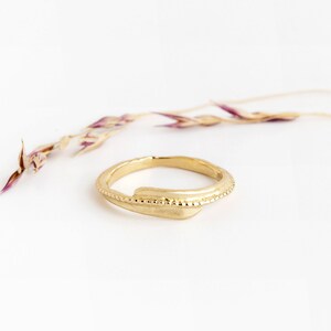 Ring for Women, Solid Gold Ring, Boho Wedding Band, Asymmetric Gold ...
