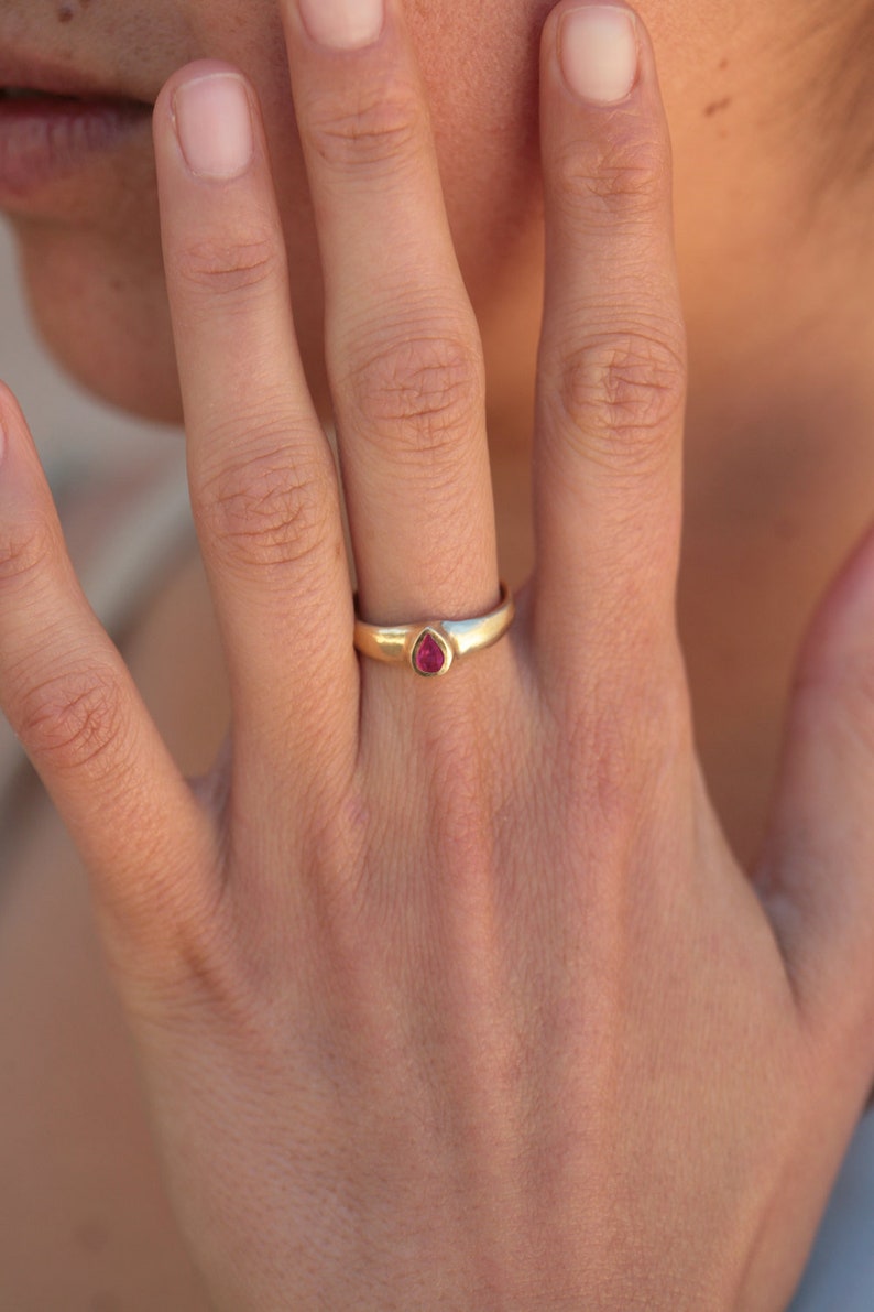 Ruby Gold Ring Signet Ring 14k Gold Ring Signet Ring Women - Etsy