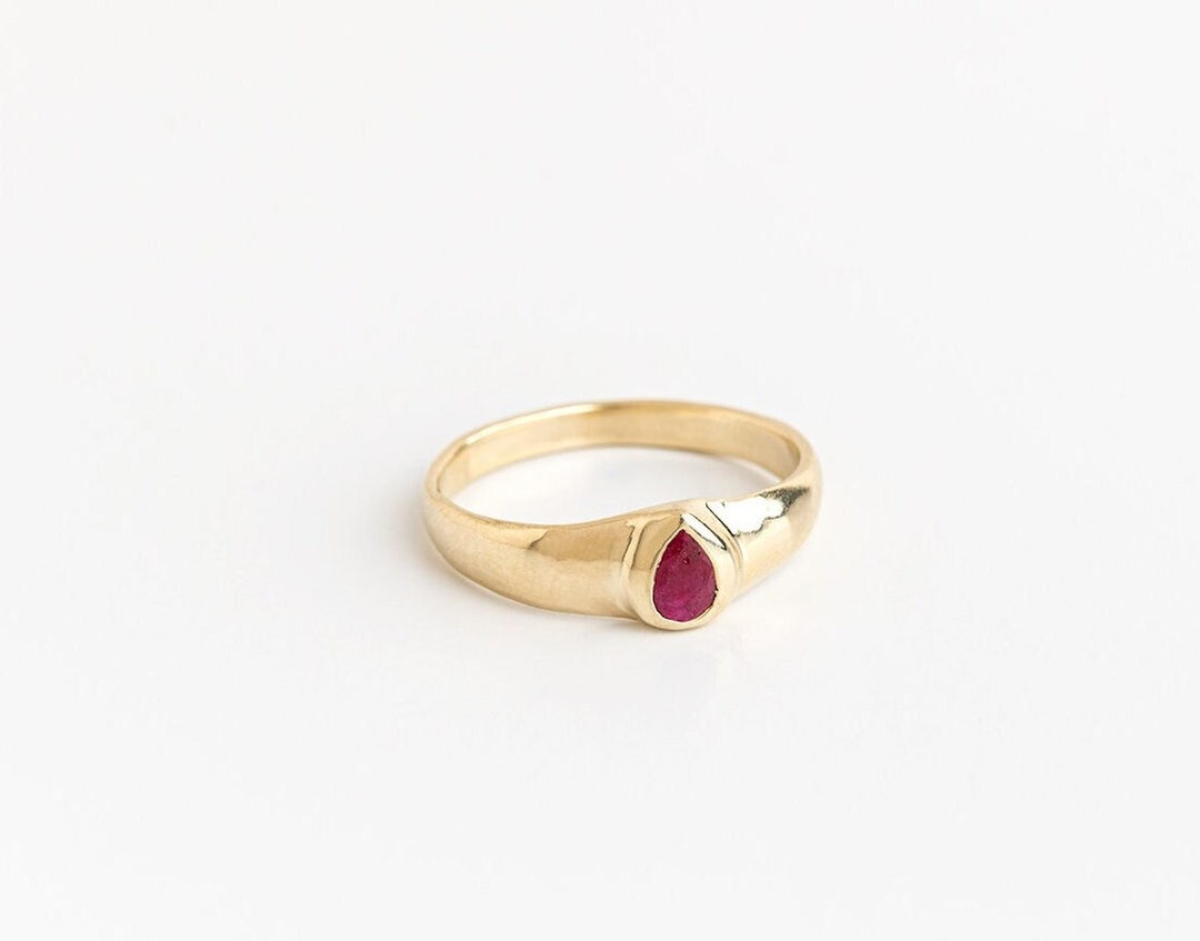 Ruby Gold Ring, Signet Ring, 14k Gold Ring, Signet Ring Women, Solid ...