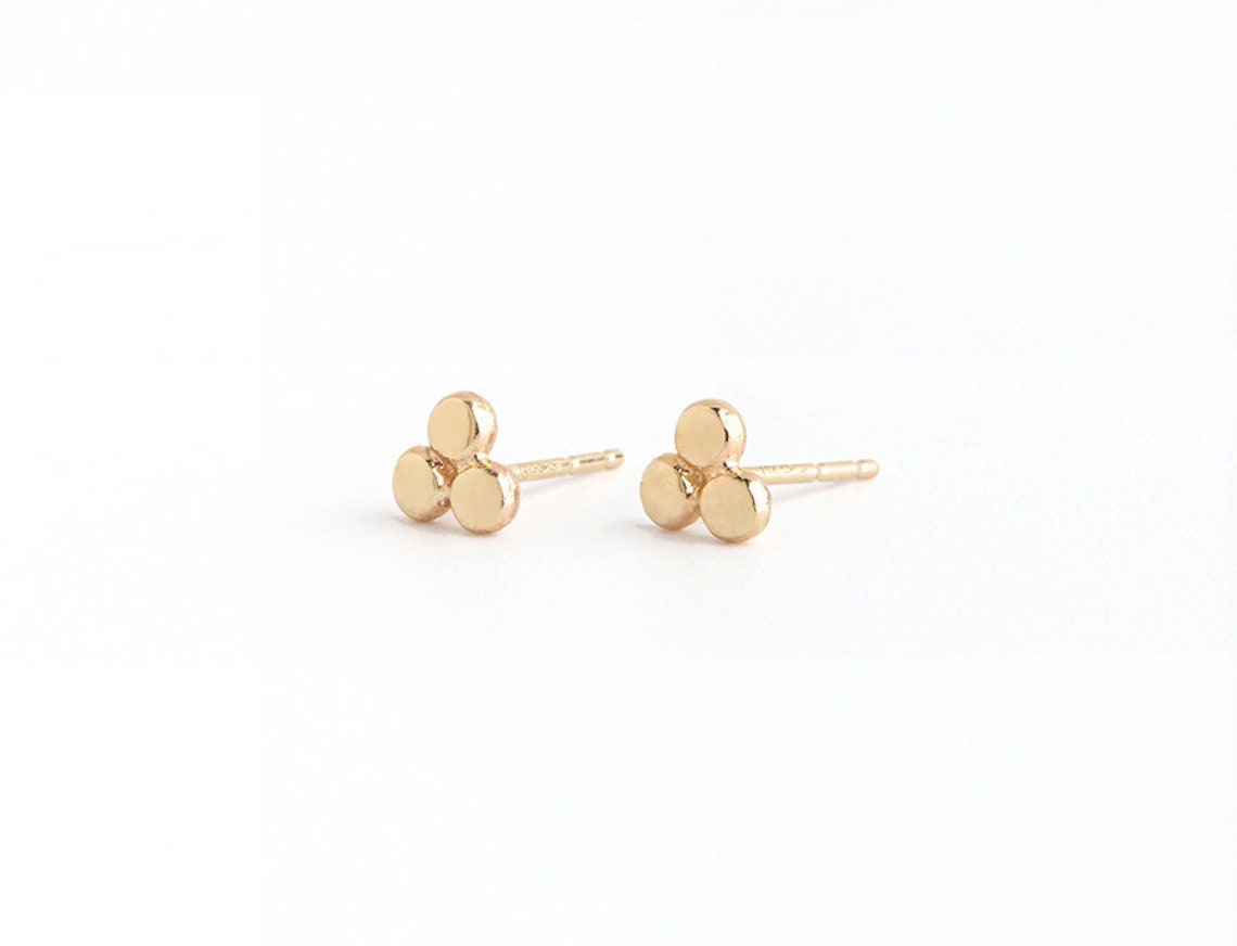 Gold Stud Earrings Solid Gold Earrings 14k Gold Stud - Etsy
