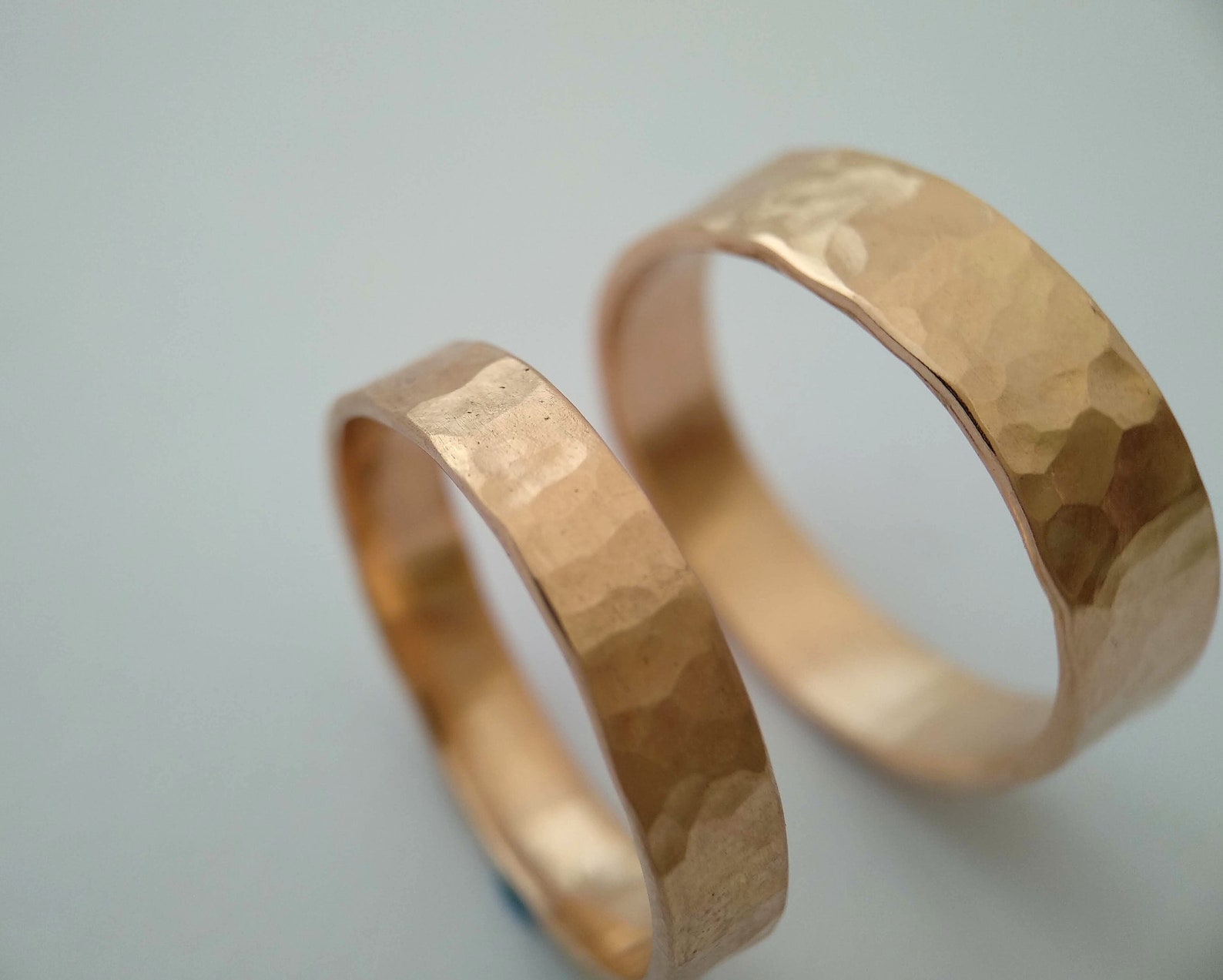 Wedding band set Rose gold wedding bands Wedding bands 14k | Etsy