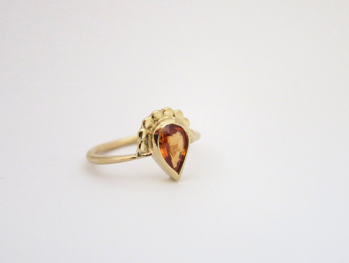 Sapphire Gold Ring, Orange Sapphire Ring, Gold Ring Women, Indian Gold ...