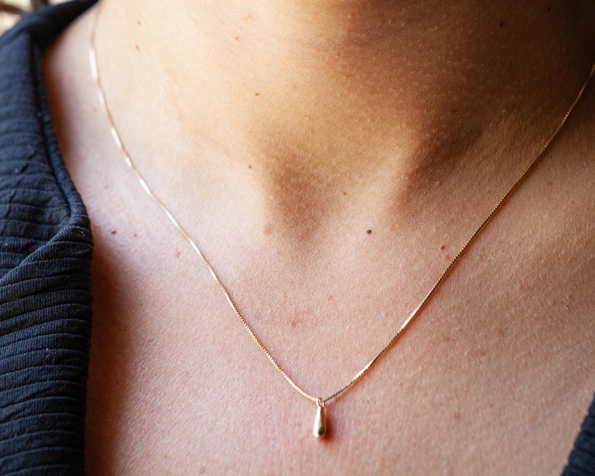 Dainty Gold Necklace Teardrop Necklace Solid Gold Necklace | Etsy