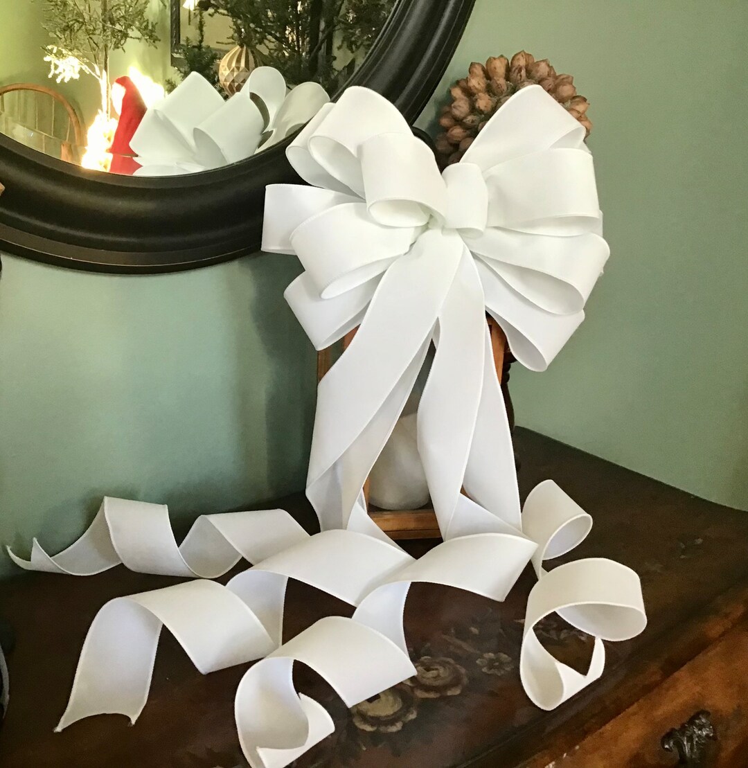 Pure White Velvet 12 Wide Bow Celebration of Life Funerals Christmas ...
