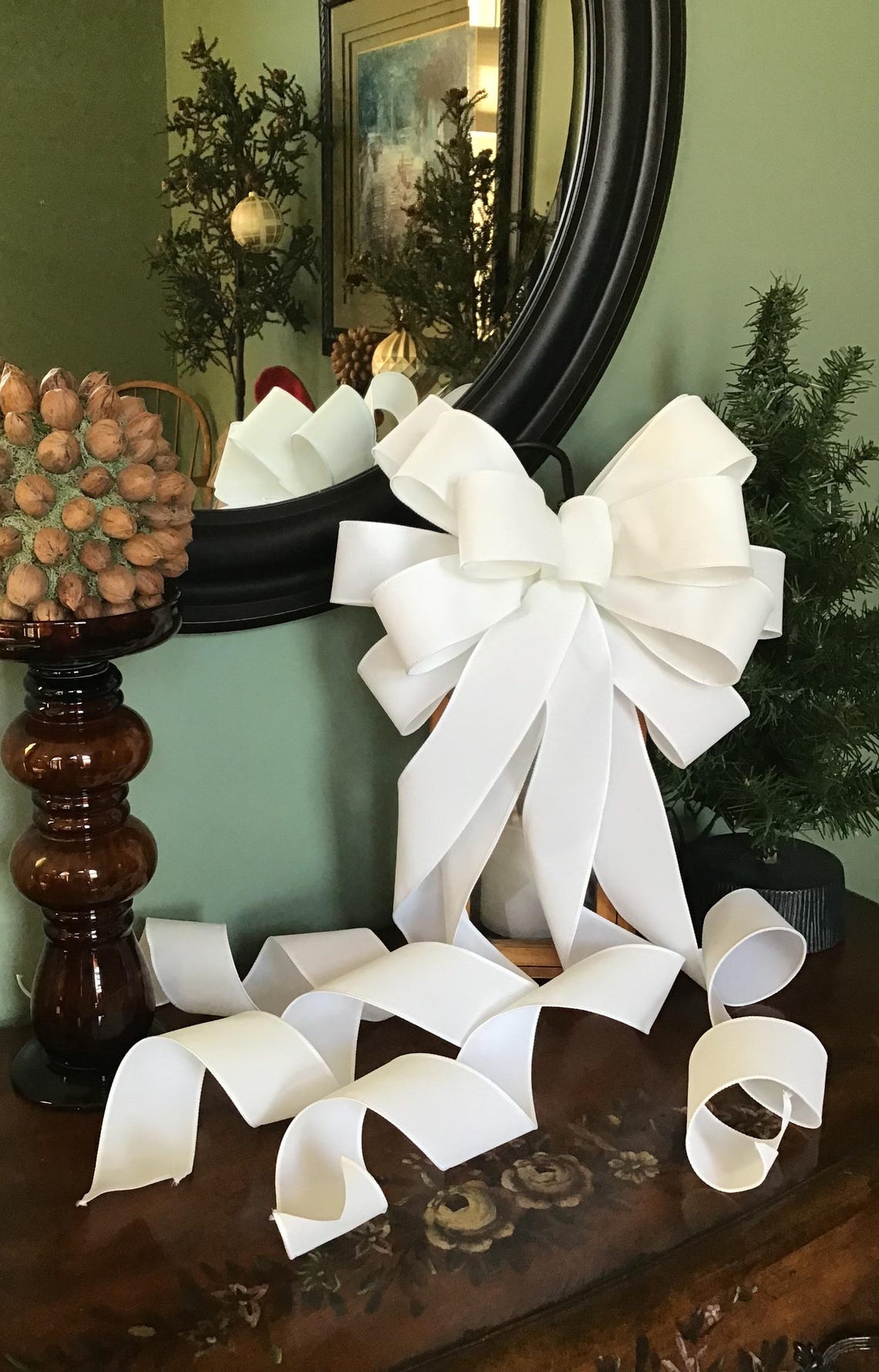Pure White Velvet 12” Wide Bow Celebration of Life Funerals Christmas ...