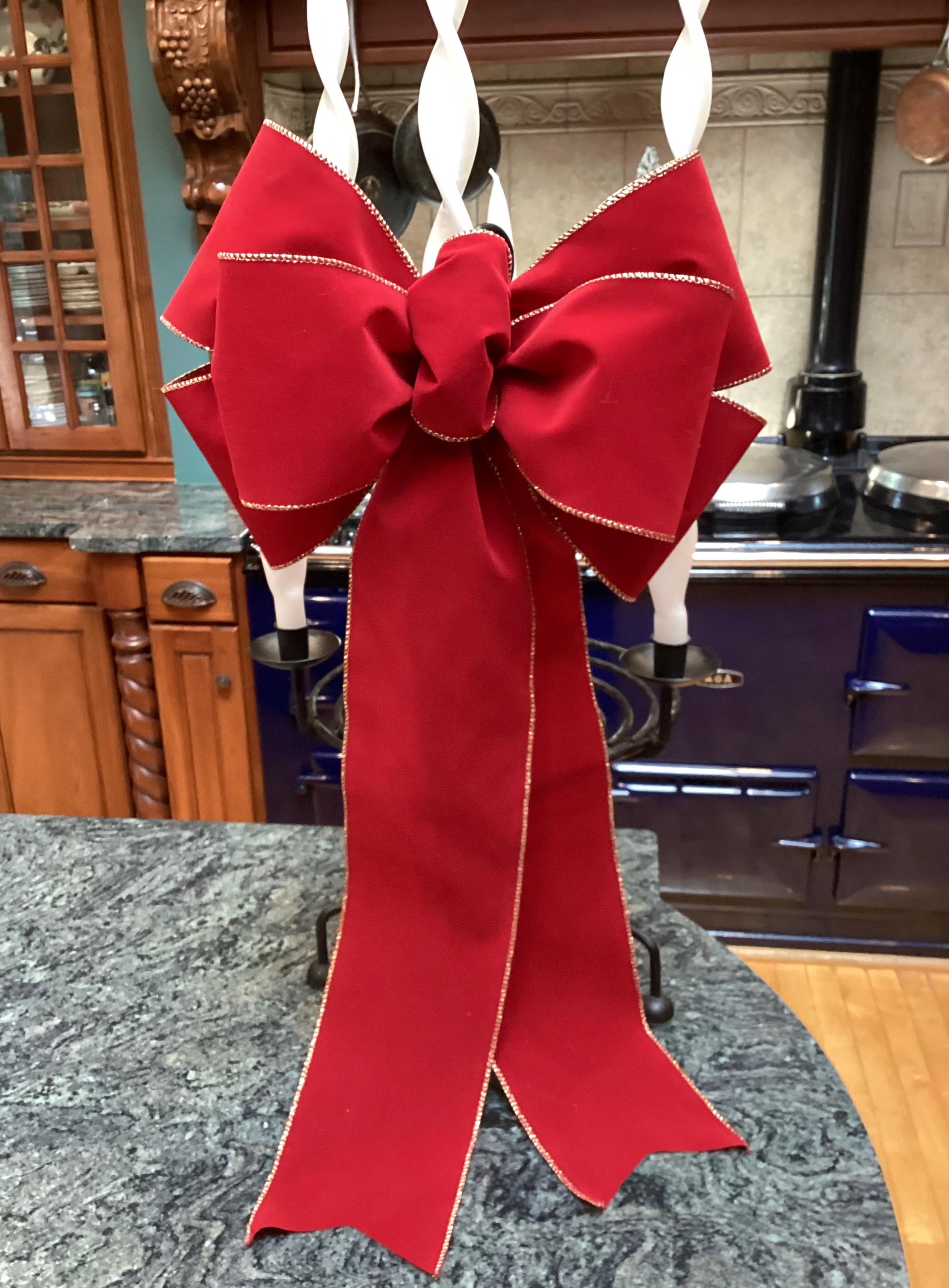 Huge 14” Wide Christmas Red Velvet Bow for Indoor or Outdoors Tree ...