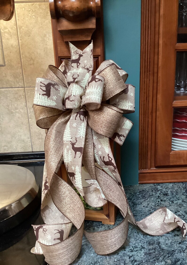 Woodland Stag Deer Ribbon Layered With Shimmering Burlap Type - Etsy
