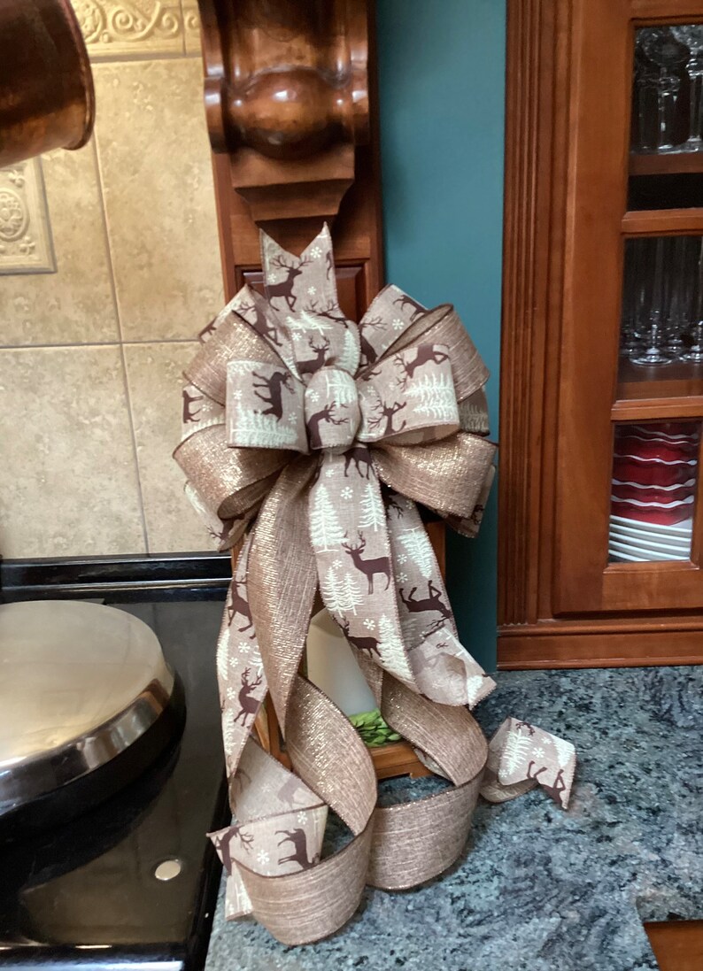 Woodland Stag Deer Ribbon Layered With Shimmering Burlap Type - Etsy