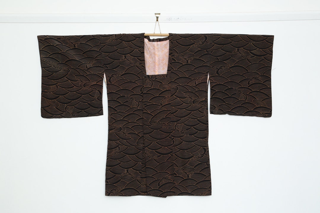Japanese Michiyuki Kimono Wave Print Jacket - Etsy