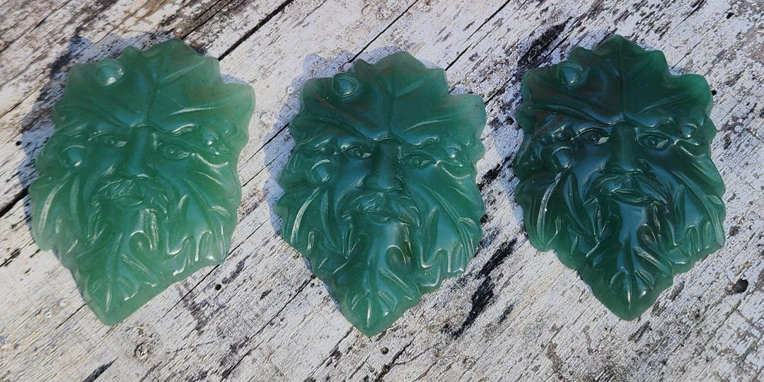 Green Aventurine Green Man Face Carvings Hand Carved Genuine Crystal ...