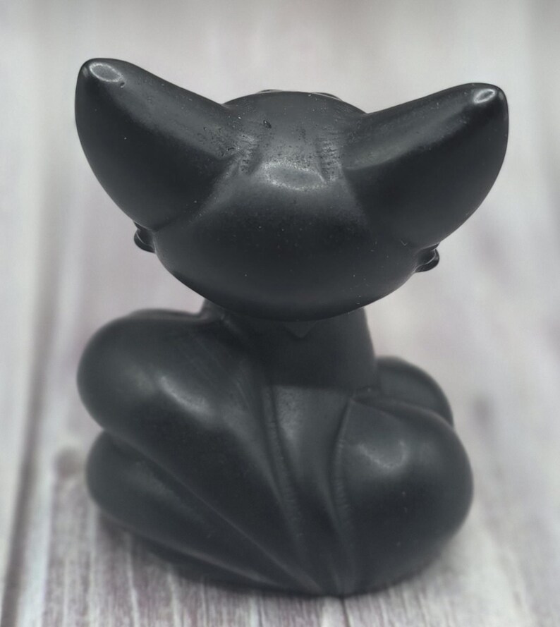 Black Obsidian Fox Hand-carved Obsidian Genuine Natural Gemstone ...