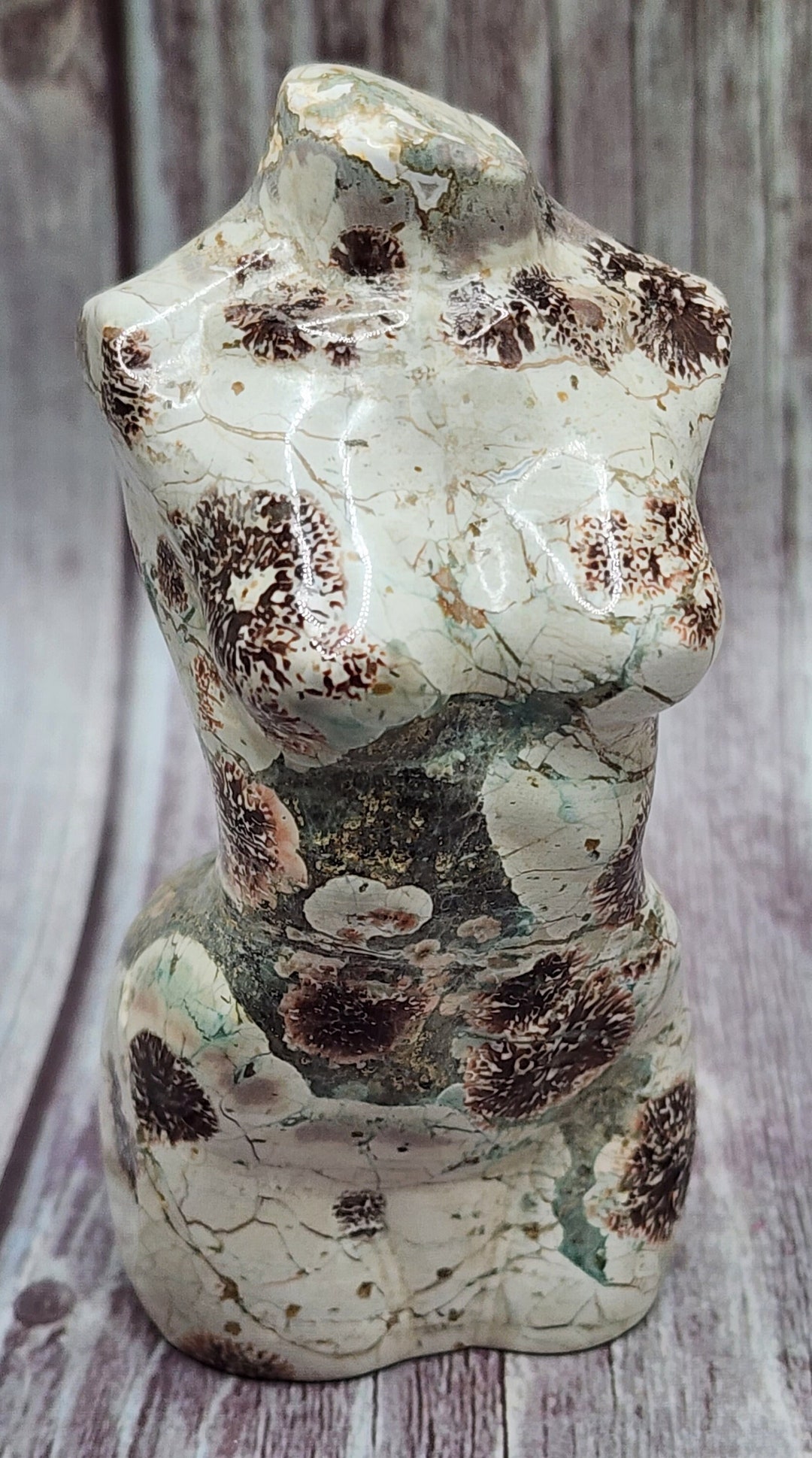 Hand Carved Rhyolite Green Flower Jasper Aka Sakura Jasper Goddess Body ...