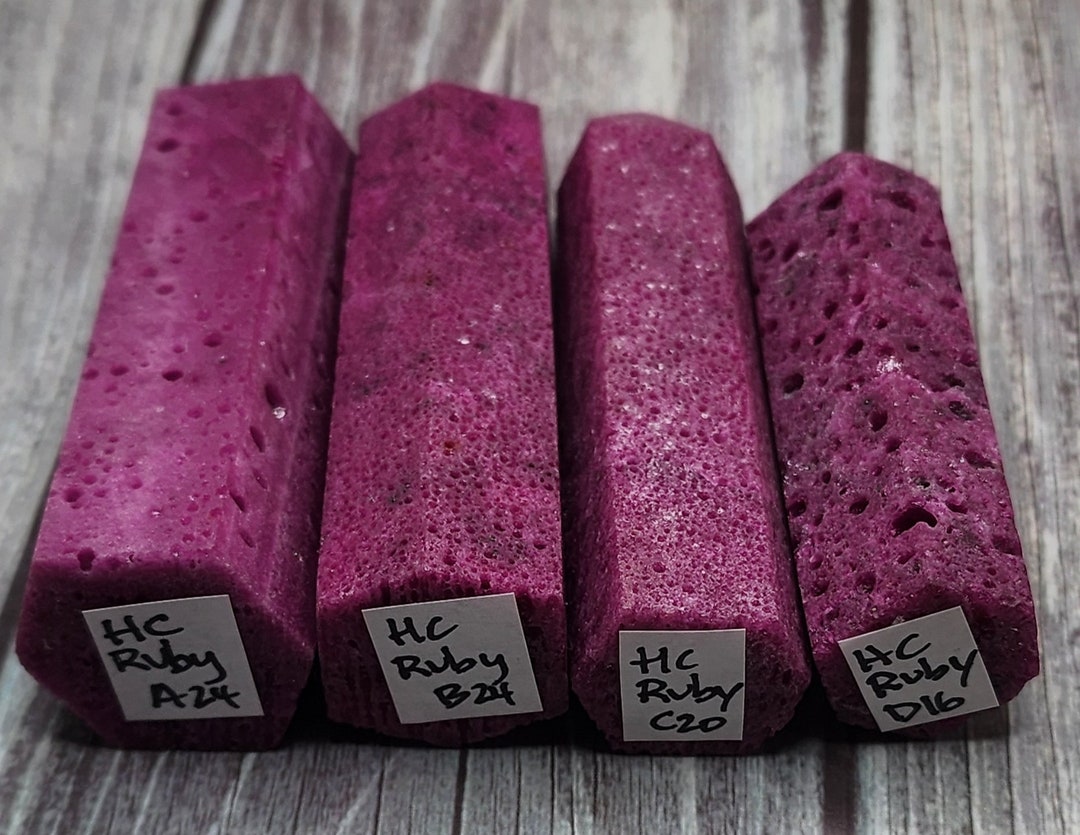 Hand Carved Honeycomb Ruby Towers Points Crystal Gemstone UV Reactive ...