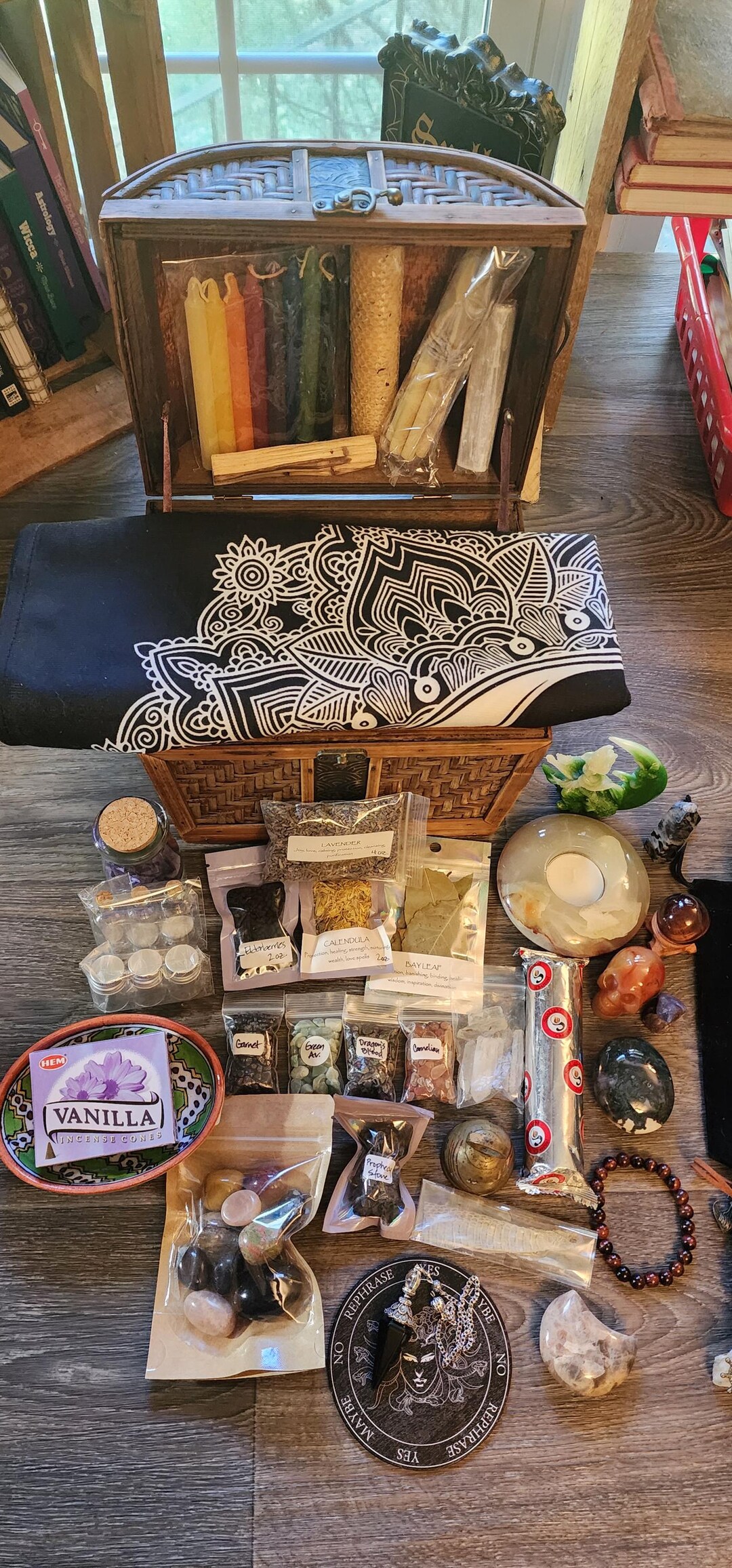 Altar Box #B Large Witch Box Travel Alter Vintage Wood Box Crystals ...