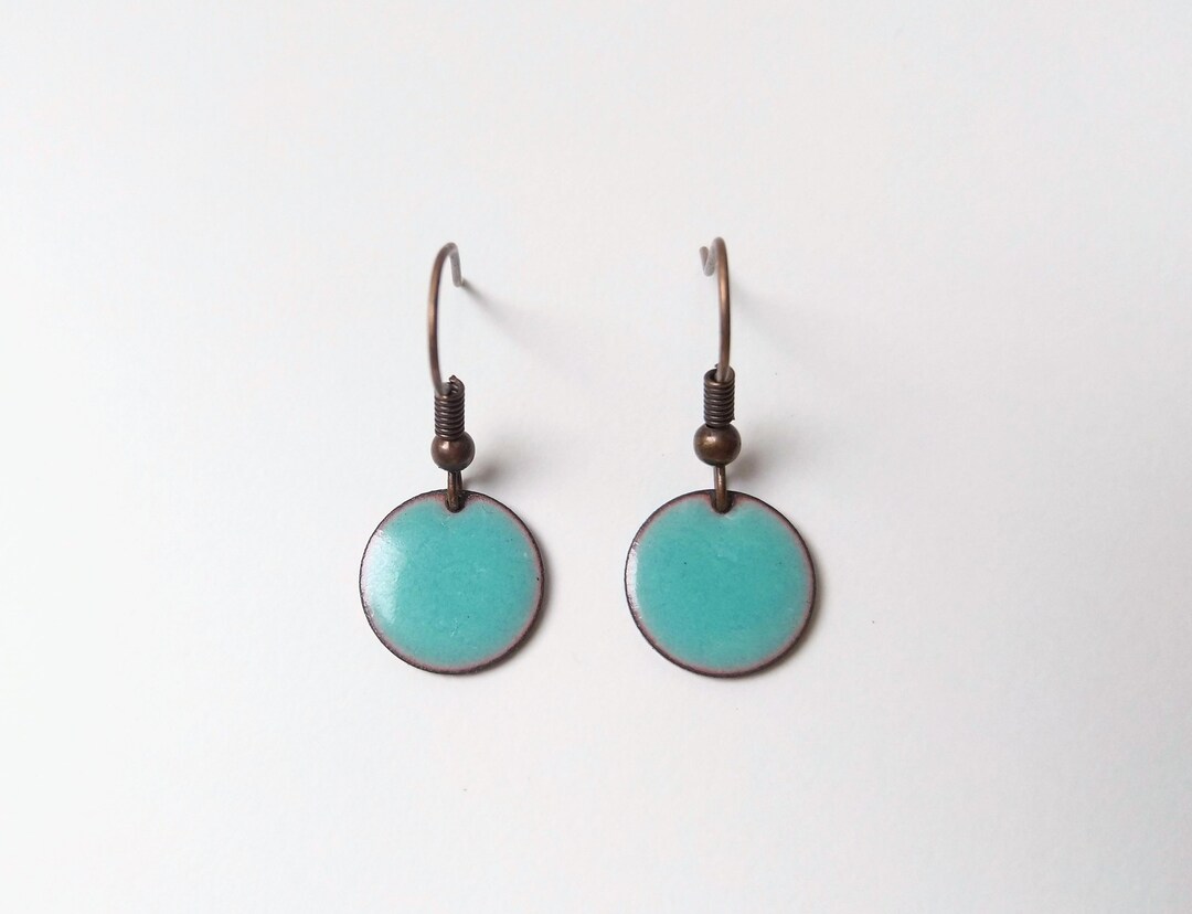 Jade-coloured Enamel Earrings - Etsy