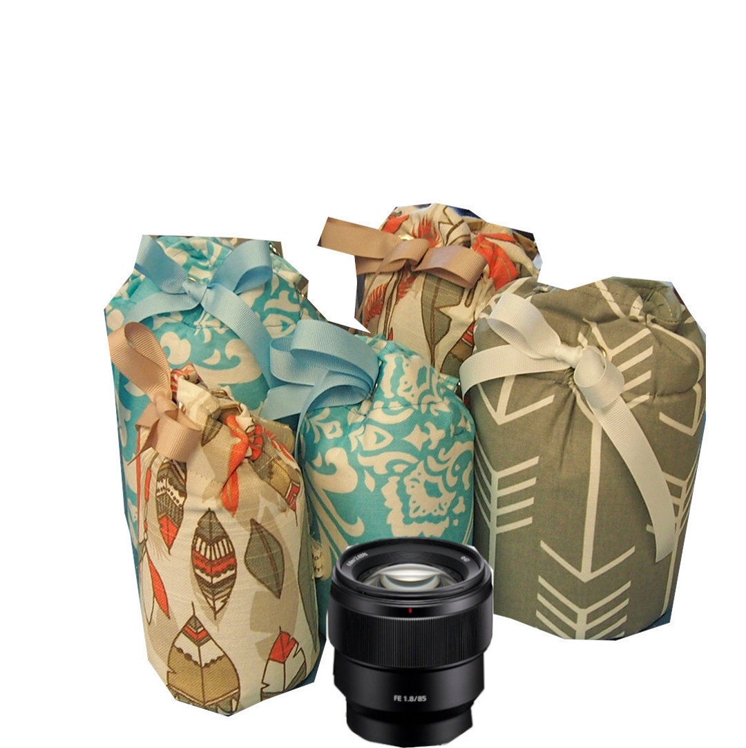 Padded Drawstring Top Camera Lens Bag.. Three Sizes.. Made in USA ...