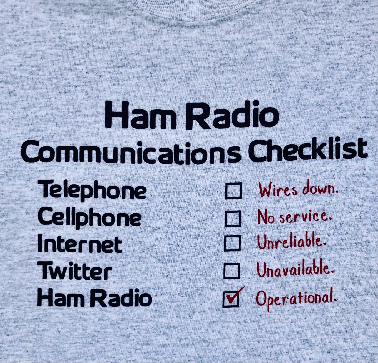 Ham Radio Communications Checklist T Shirt, Amateur Radio T Shirt ...