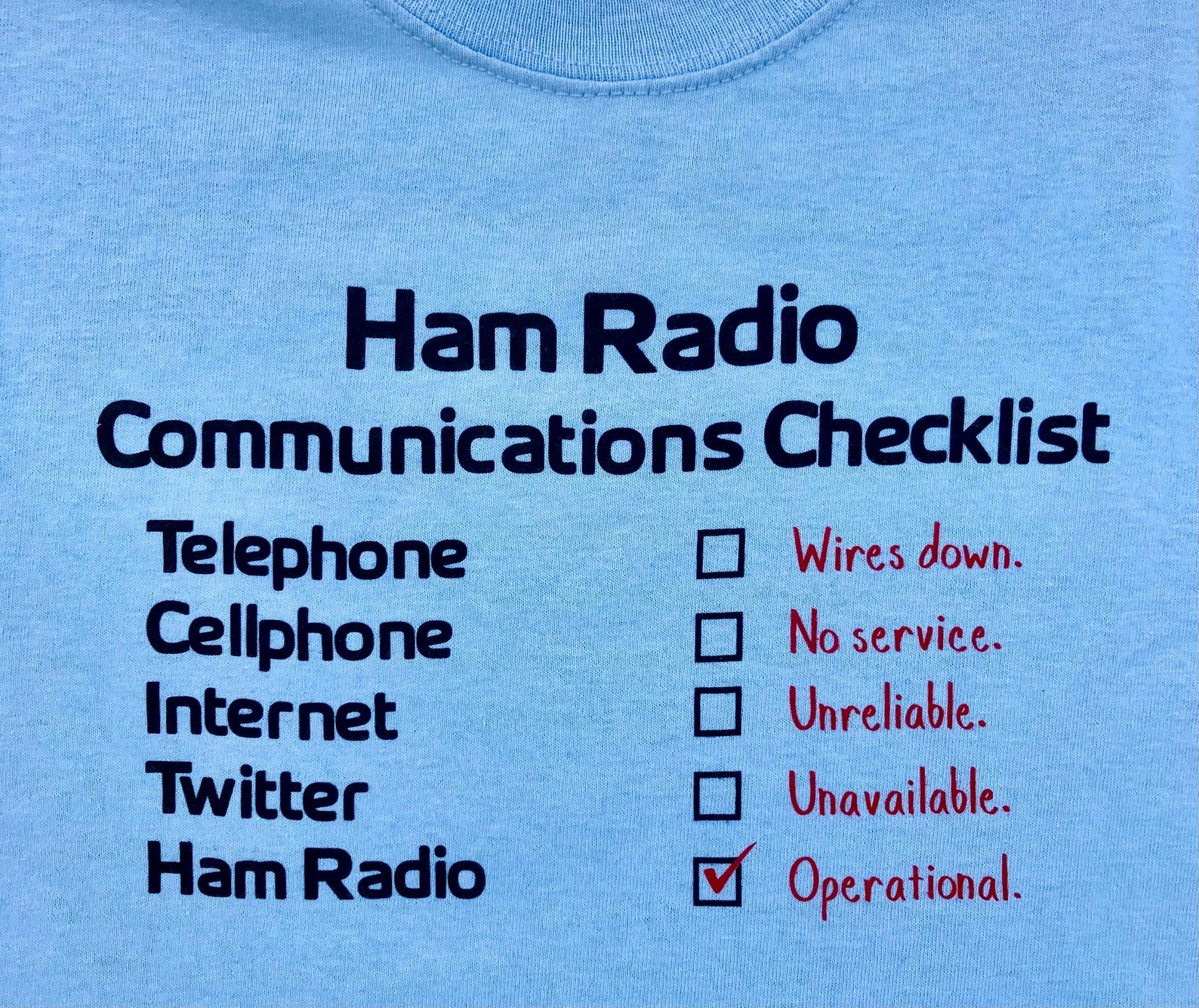 Ham Radio Communications Checklist T Shirt, Amateur Radio T Shirt ...