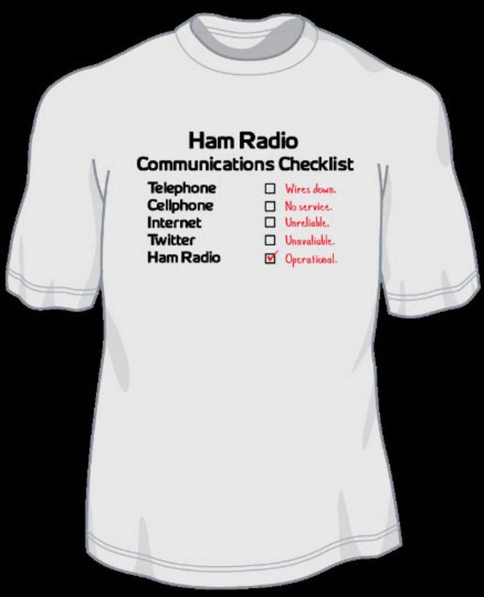 Ham Radio Communications Checklist T Shirt, Amateur Radio T Shirt ...