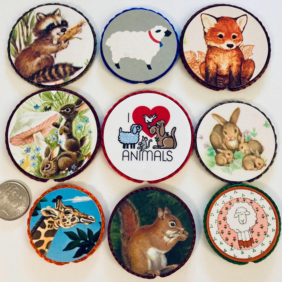 I Love Animals,fox,raccoon,giraffe,rabbits, Handmade Vintage Magnets ...