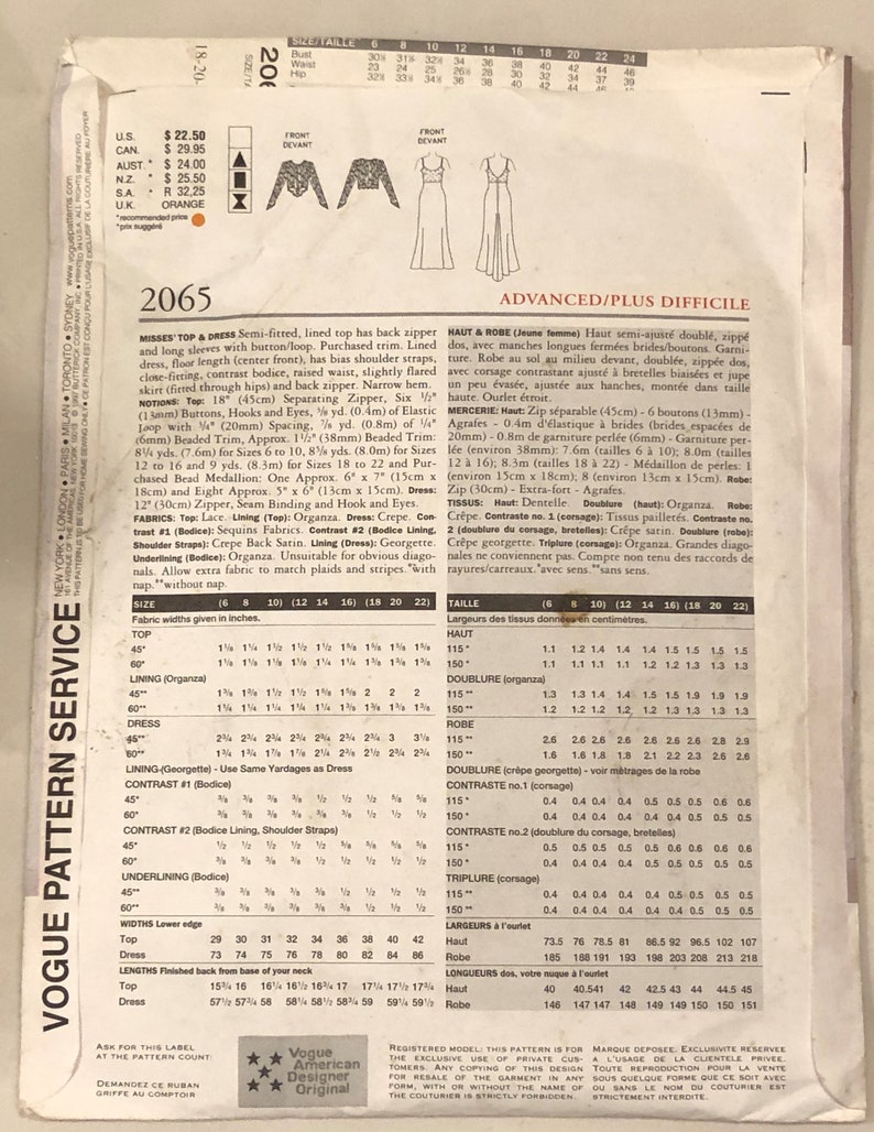 Vintage Vogue Badgley Mischka Pattern 2065. Vogue's Bridal Design ...