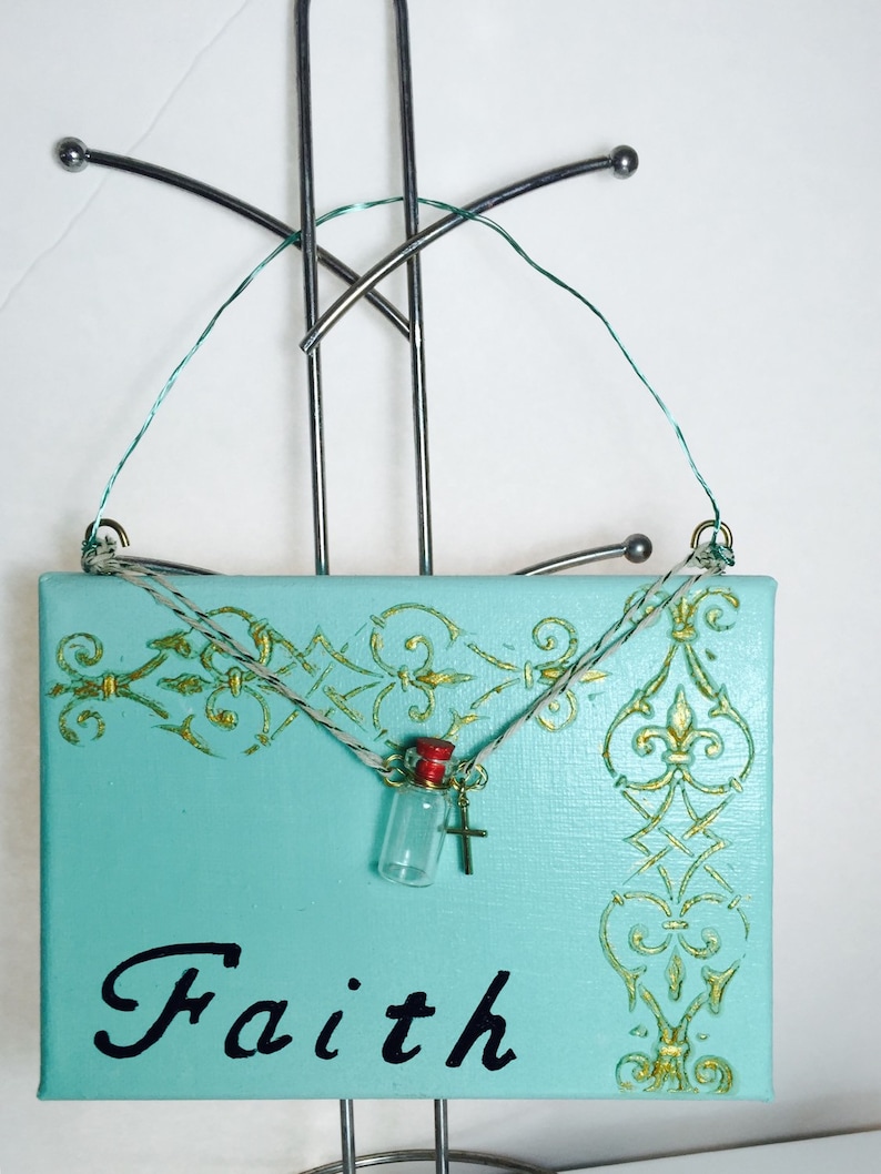 Religious Plaque With faith on Front. Soft Mint - Etsy